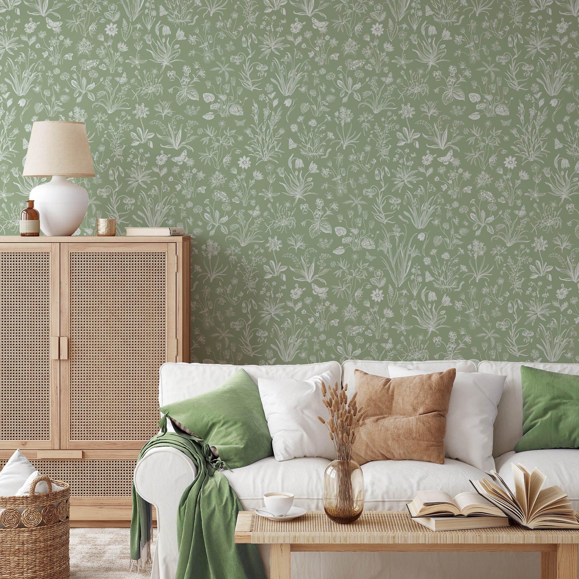 Botanical Florals, Plants, & Butterflies Wallpaper | Peel&Paper – Peel ...