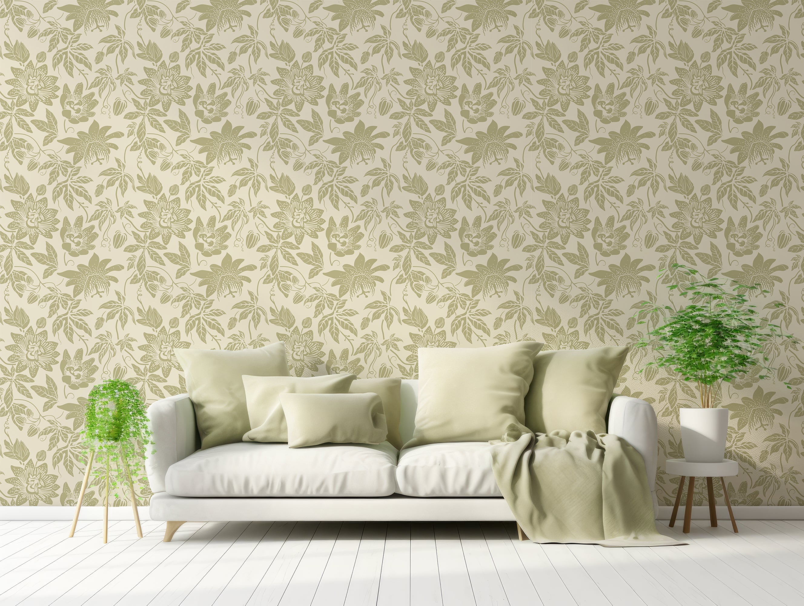 Exotic Cream Tropical Floral Wallpaper | Peel&Paper – Peel & Paper