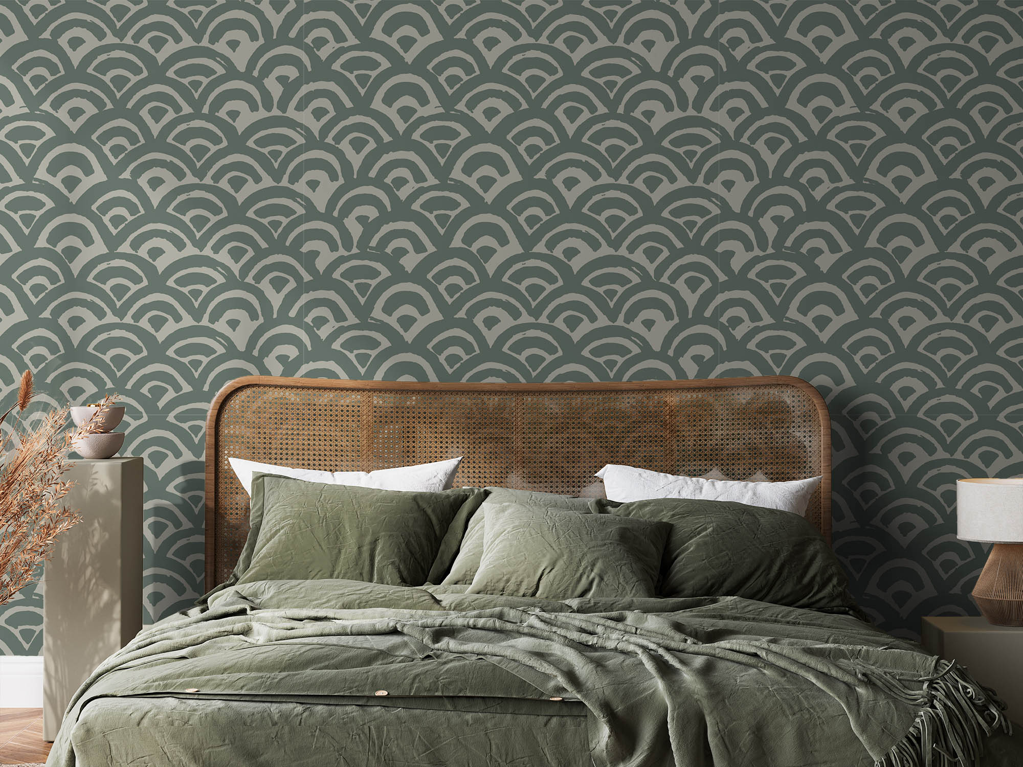 Minimalist Green Arches Wallpaper | Peel&Paper – Peel & Paper