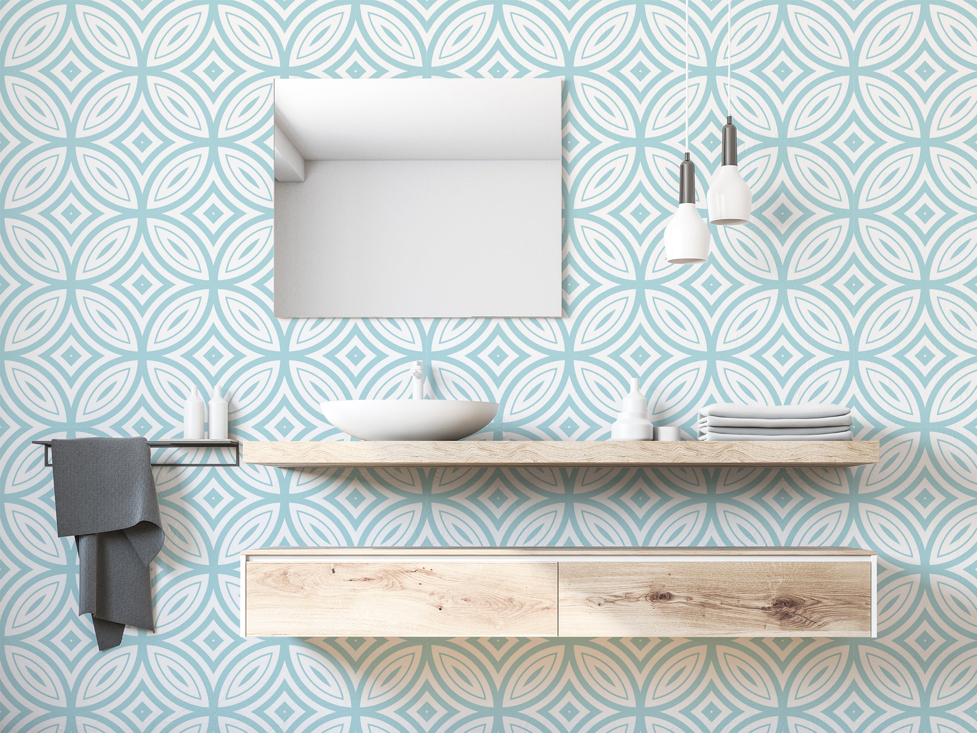 Geometric Blue Art Deco Wallpaper | Peel&Paper – Peel & Paper