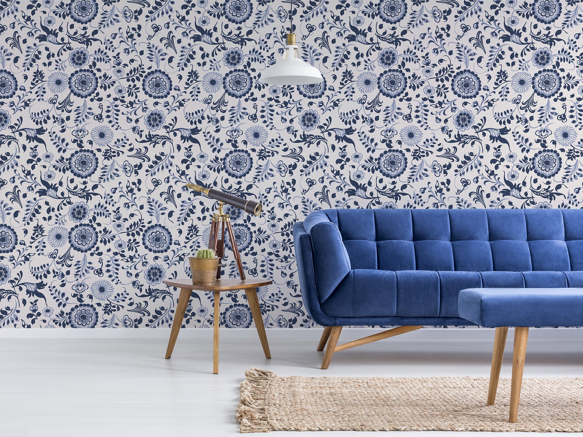Blue Vintage Floral Wallpaper | Peel&Paper – Peel & Paper