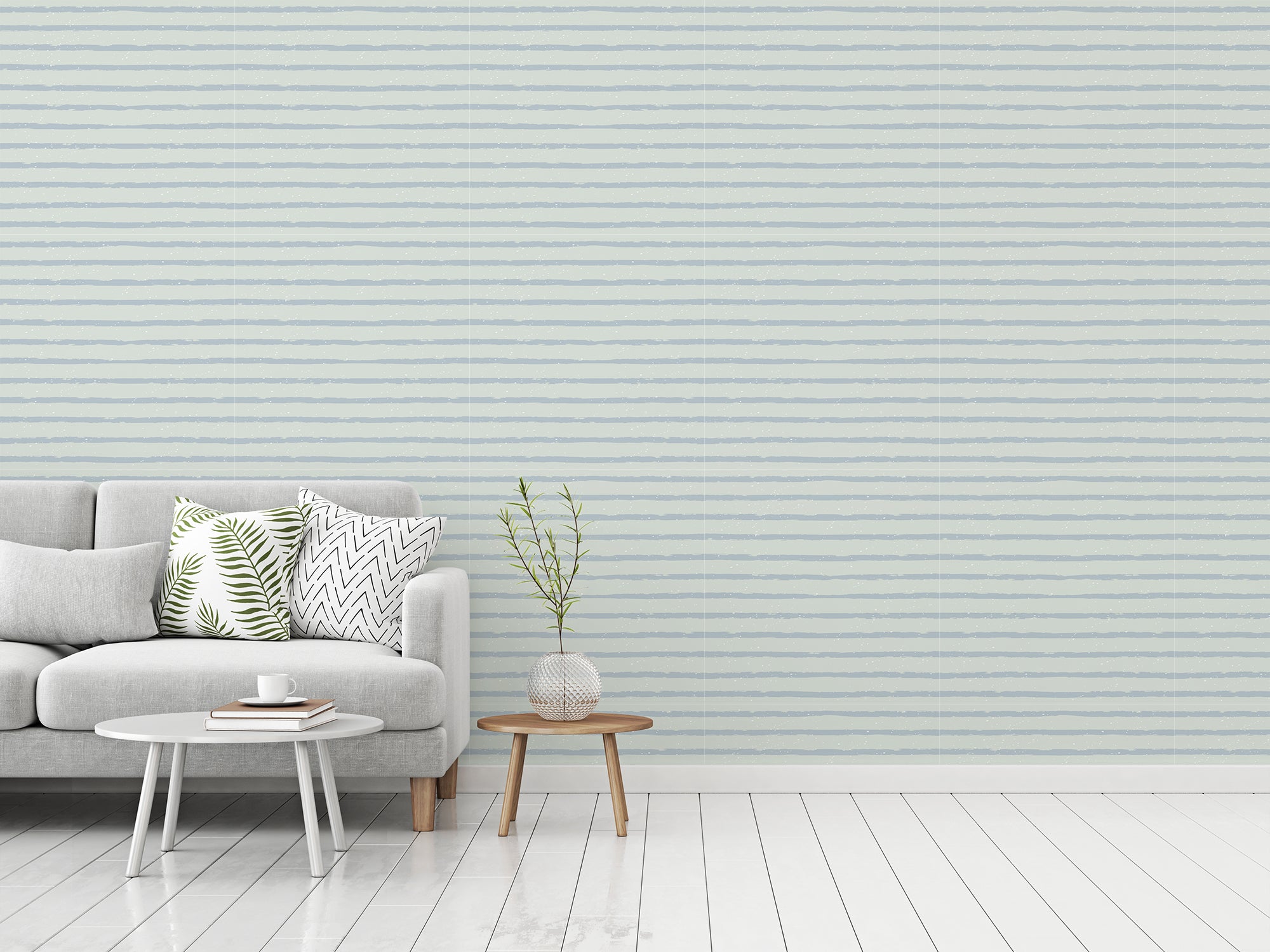 Blue & Green Stripes Wallpaper | Peel&Paper – Peel & Paper