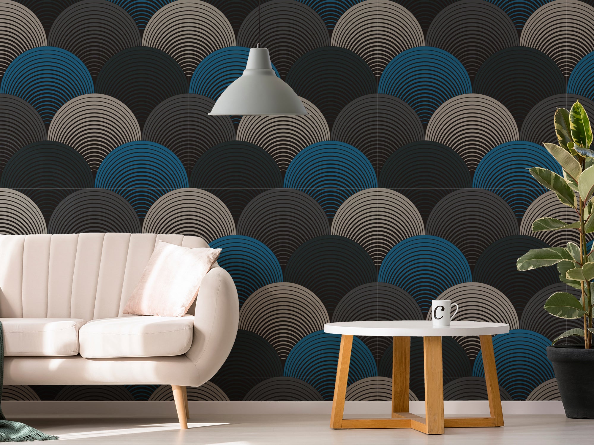 Blue Abstract Circles Wallpaper | Peel&Paper – Peel & Paper