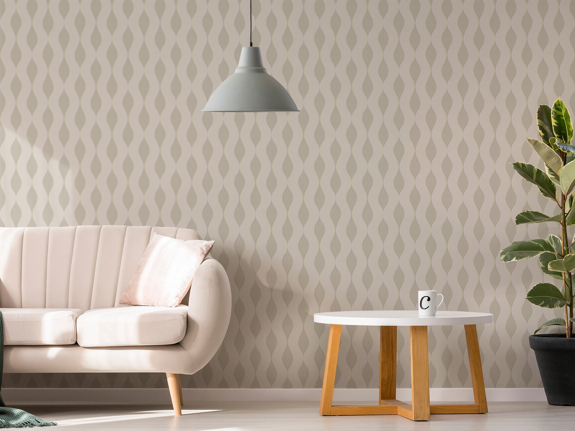 Beige Ribon Waves Wallpaper | Peel&Paper – Peel & Paper