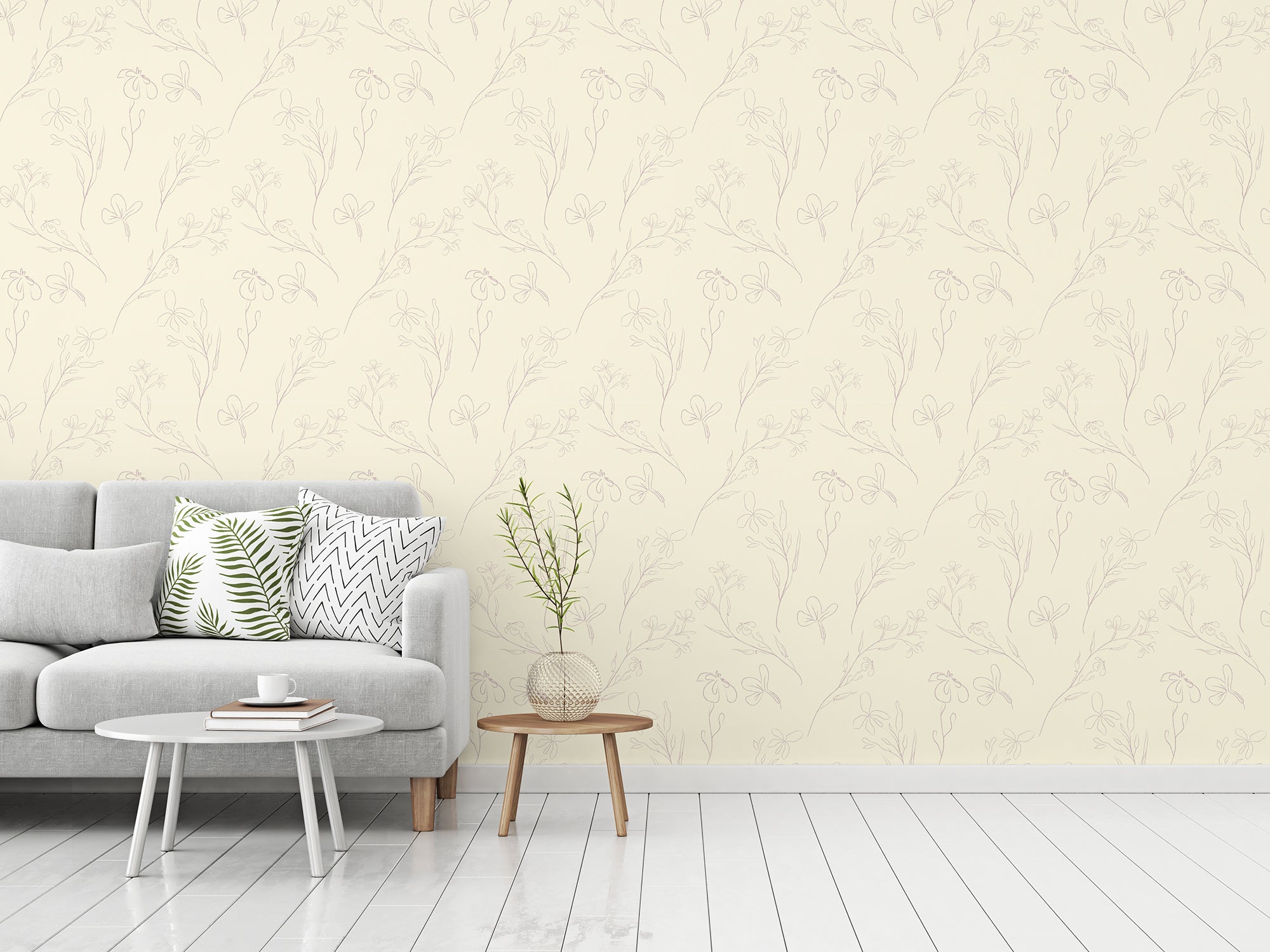 Modern Flower Outlines Peel and Stick Wallpaper | Peel&Paper – Peel & Paper
