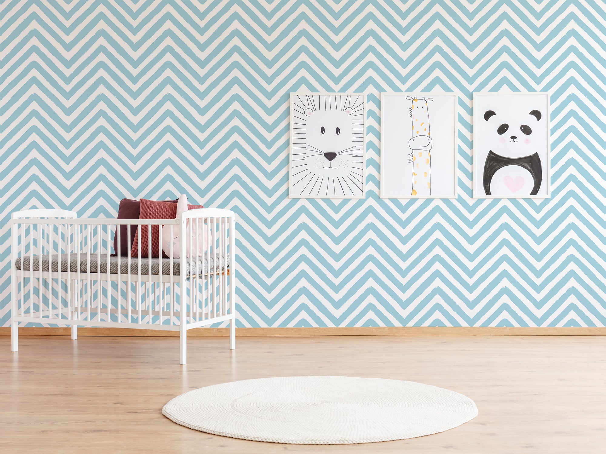 Baby Blue Chevron Wallpaper | Peel&Paper – Peel & Paper