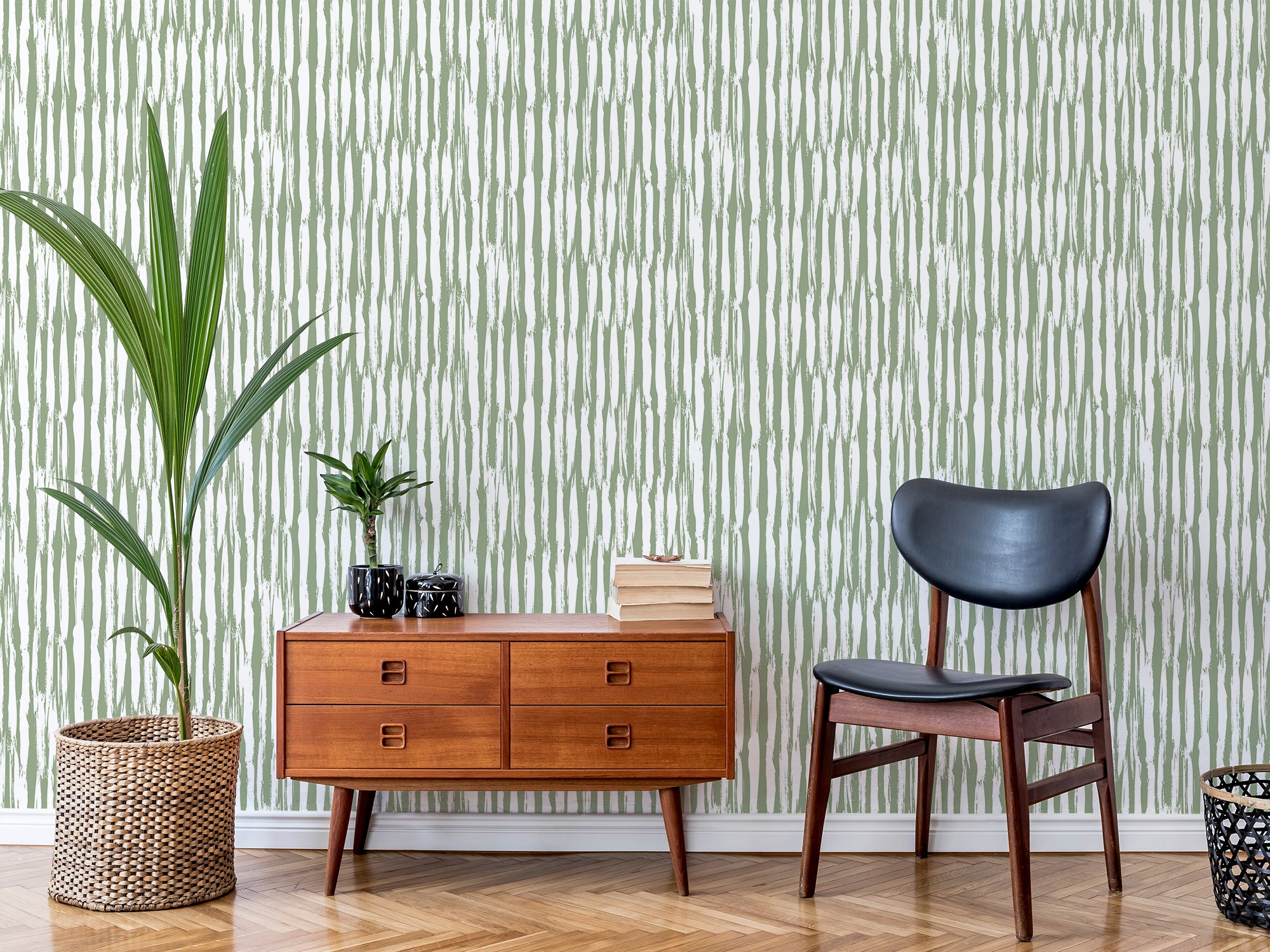 Piper | Green Lines Wallpaper | Peel&Paper – Peel & Paper